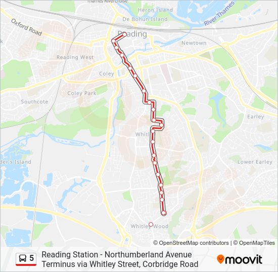 5 Route: Schedules, Stops & Maps - Reading Town Centre (Updated)