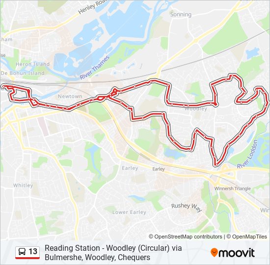 13 Route: Schedules, Stops & Maps - Reading Town Centre (Updated)