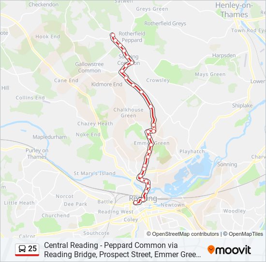 25 Route: Schedules, Stops & Maps - Peppard Common (Updated)