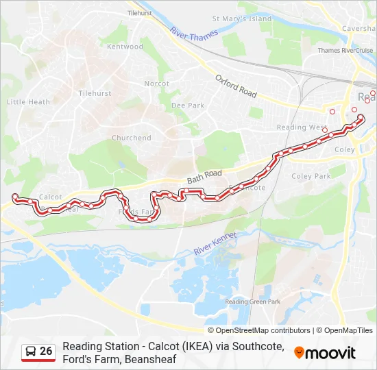 26 Route: Schedules, Stops & Maps - Reading Town Centre (Updated)