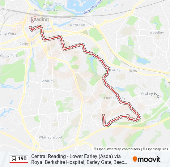 19b Route: Schedules, Stops & Maps - Reading Town Centre (Updated)