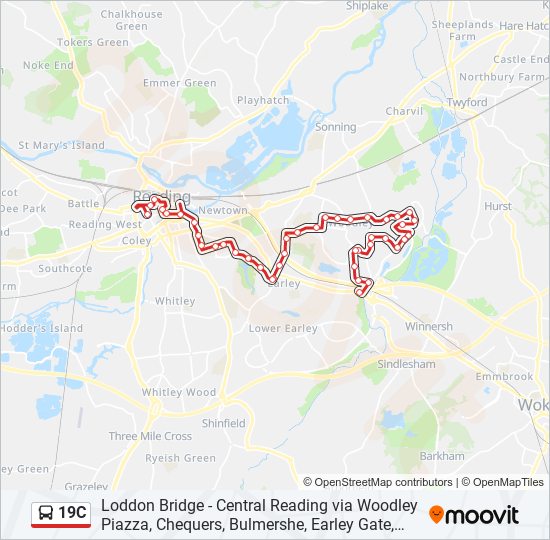 19c Route: Schedules, Stops & Maps - Loddon Bridge (Updated)