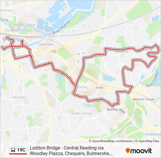 19C Route: Schedules, Stops & Maps - Reading Town Centre (Updated)
