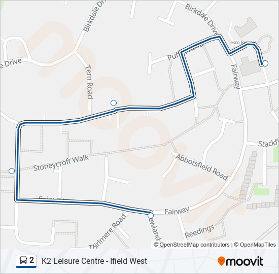 2 Route: Schedules, Stops & Maps - Ifield West (Updated)