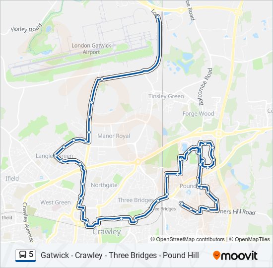 5 Route: Schedules, Stops & Maps - Gatwick Airport (Updated)