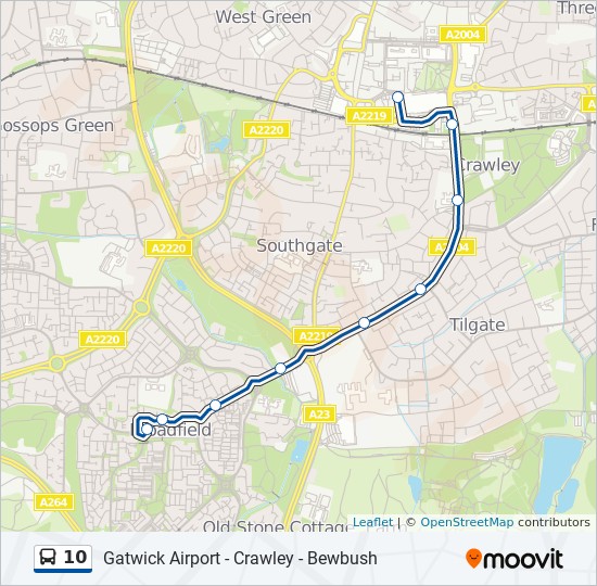 10 Route: Schedules, Stops & Maps - Crawley