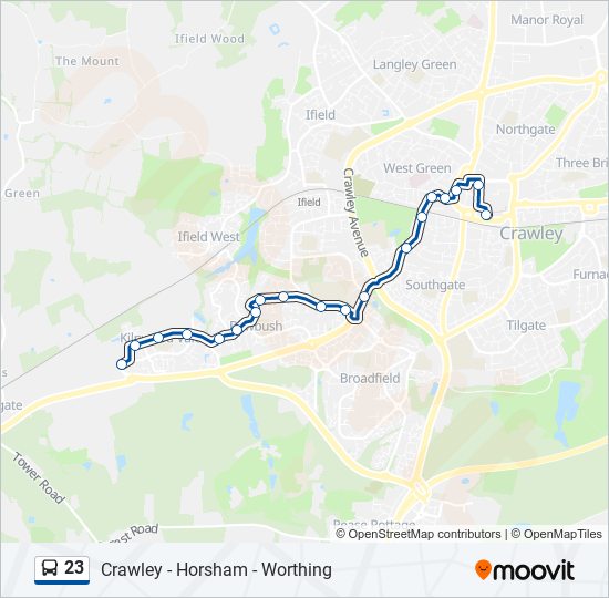 23 Route: Schedules, Stops & Maps - Kilnwood Vale (Updated)