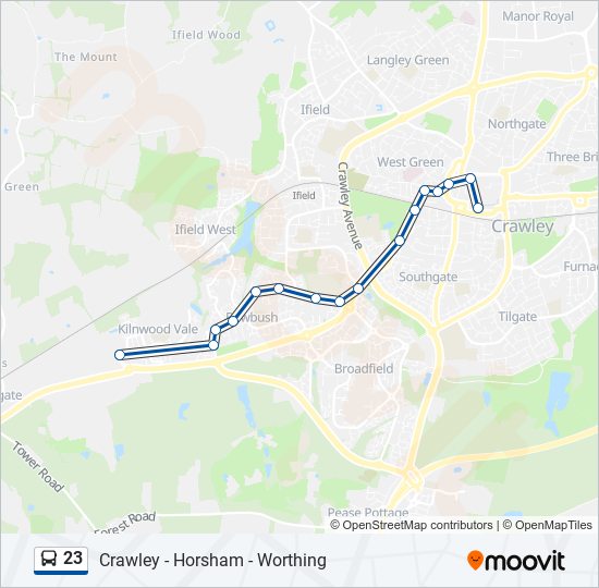 23 Route: Schedules, Stops & Maps - Kilnwood Vale (Updated)