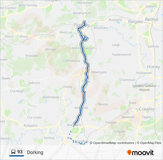 93 Route: Schedules, Stops & Maps - Dorking (Updated)