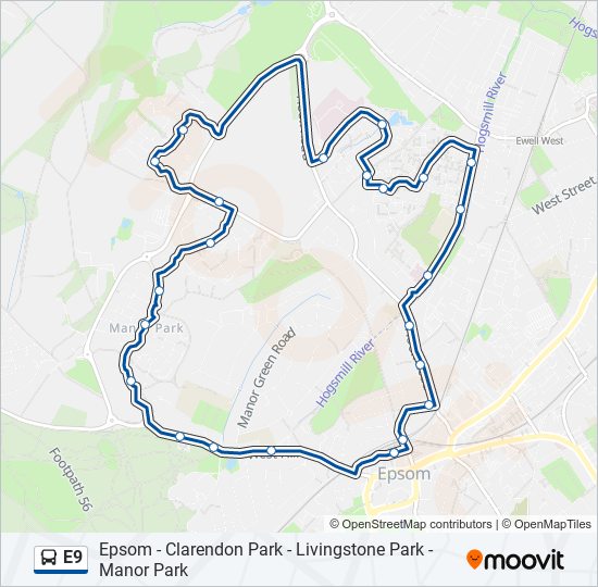 e9 Route: Schedules, Stops & Maps - Epsom (Updated)