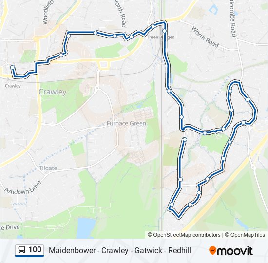 100 Route: Schedules, Stops & Maps - Crawley (Updated)