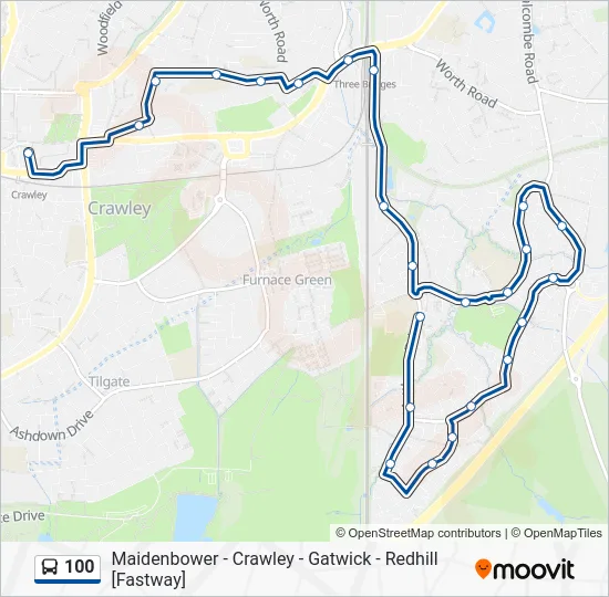 100 Route: Schedules, Stops & Maps - Crawley (Updated)