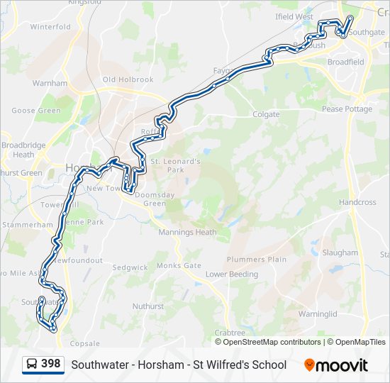 398 Route: Schedules, Stops & Maps - Southwater (Updated)