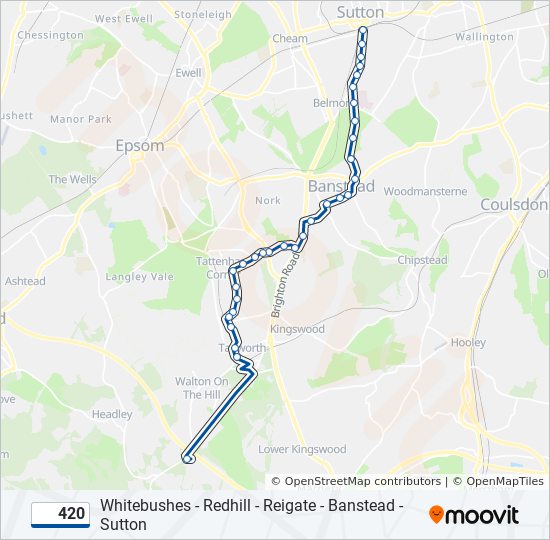 420 Route: Schedules, Stops & Maps - Walton on the Hill (Updated)