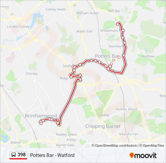 398 Route: Schedules, Stops & Maps - Brookmans Park (Updated)