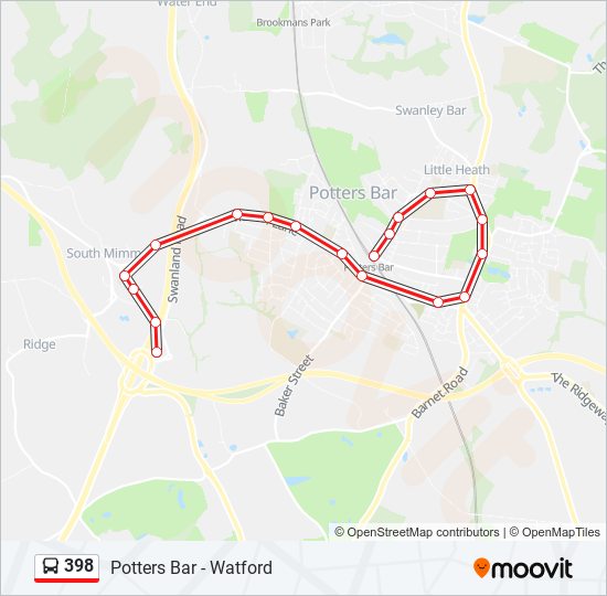 398 Route: Schedules, Stops & Maps - Potters Bar (Updated)