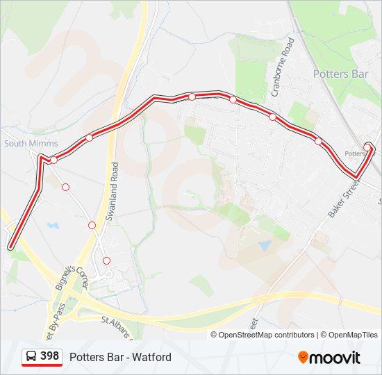 398 Route: Schedules, Stops & Maps - South Mimms (Updated)