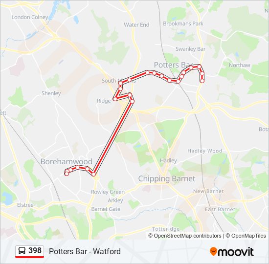 398 Route: Schedules, Stops & Maps - Borehamwood (Updated)