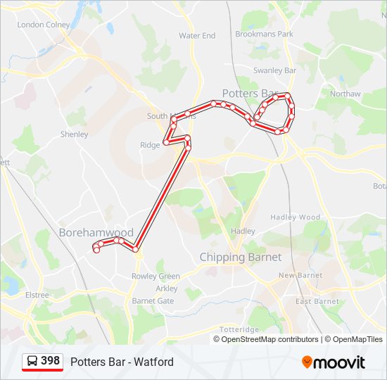 398 Route: Schedules, Stops & Maps - Potters Bar (Updated)