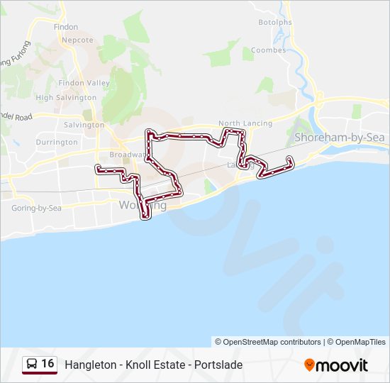 16 Route: Schedules, Stops & Maps - South Lancing (Updated)