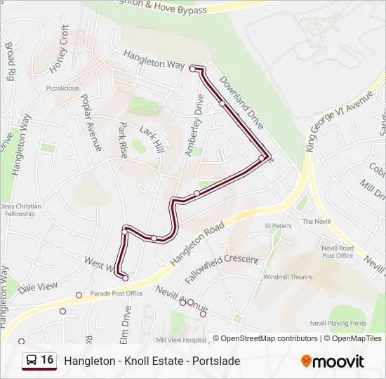 16 Route: Schedules, Stops & Maps - Hangleton (Updated)