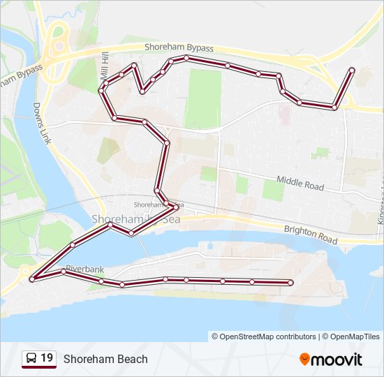 19 Route: Schedules, Stops & Maps - Shoreham Beach (Updated)