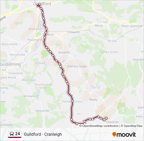 24 Route: Schedules, Stops & Maps - Cranleigh (Updated)