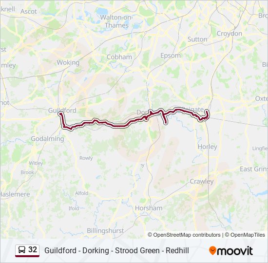 32 Route: Schedules, Stops & Maps - Guildford (Updated)