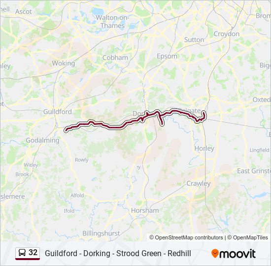 32 Route: Schedules, Stops & Maps - Wonersh Common (Updated)