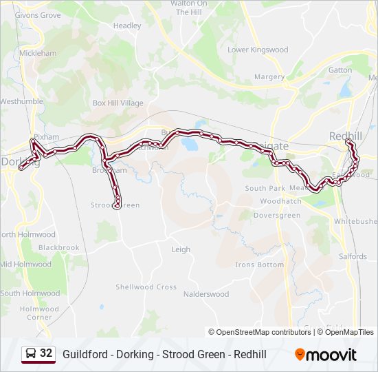 32 Route: Schedules, Stops & Maps - Dorking (Updated)