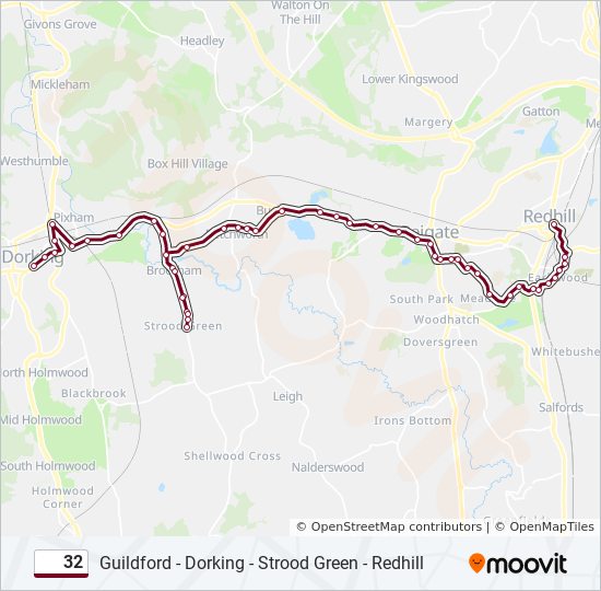 32 Route: Schedules, Stops & Maps - Dorking (Updated)