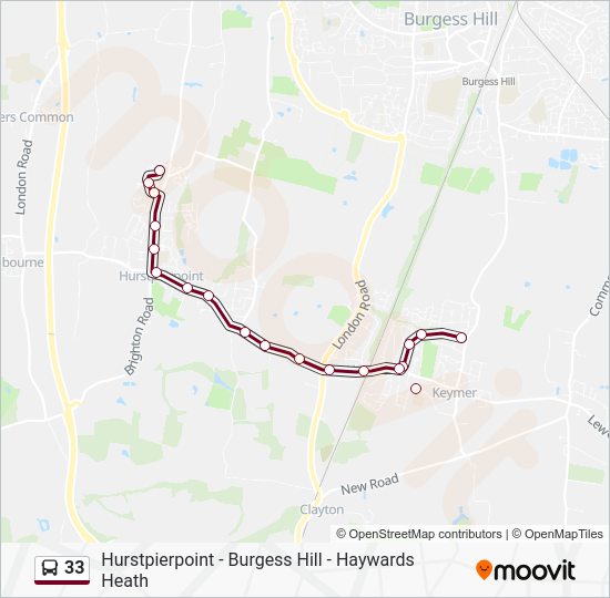 33 Route: Schedules, Stops & Maps - Keymer (Updated)