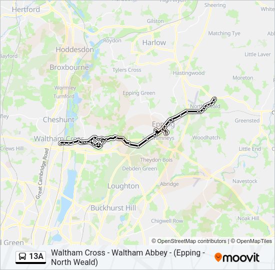 13a Route: Schedules, Stops & Maps - North Weald (Updated)