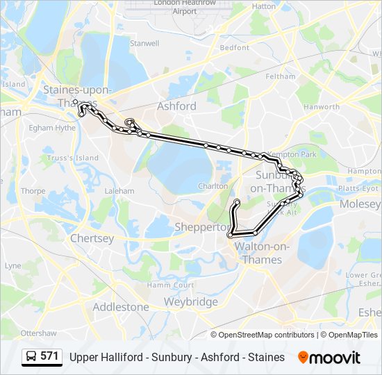 571 Route: Schedules, Stops & Maps - Upper Halliford (Updated)
