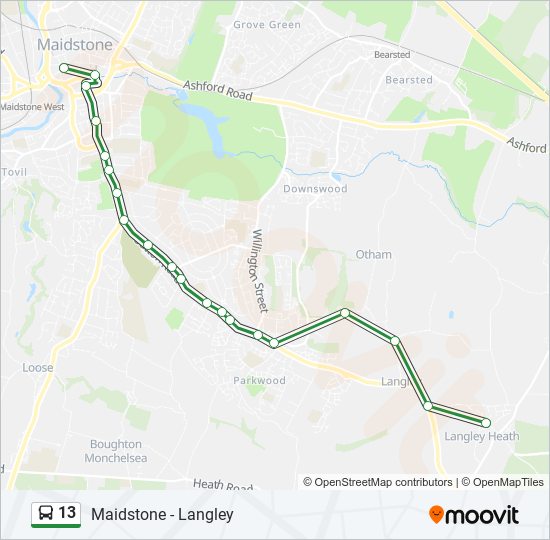 13 Route: Schedules, Stops & Maps - Langley Heath (Updated)