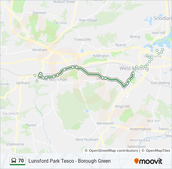 70 Route: Schedules, Stops & Maps - Borough Green (Updated)