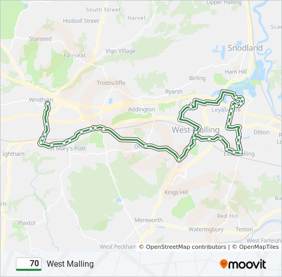 70 Route: Schedules, Stops & Maps - West Malling (Updated)