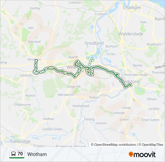 70 Route: Schedules, Stops & Maps - Wrotham (Updated)
