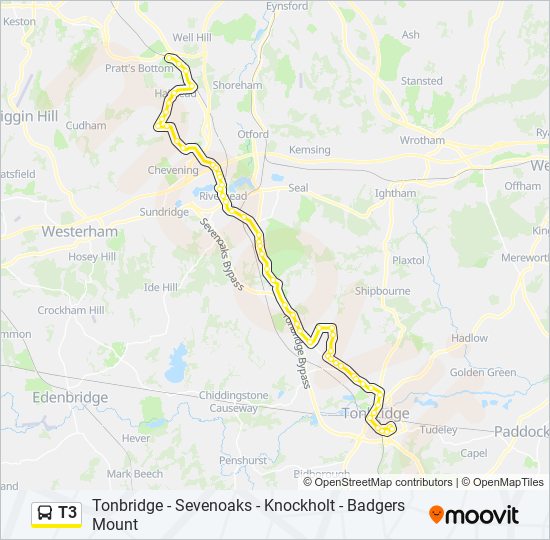 t3 Route: Schedules, Stops & Maps - Tonbridge (Updated)