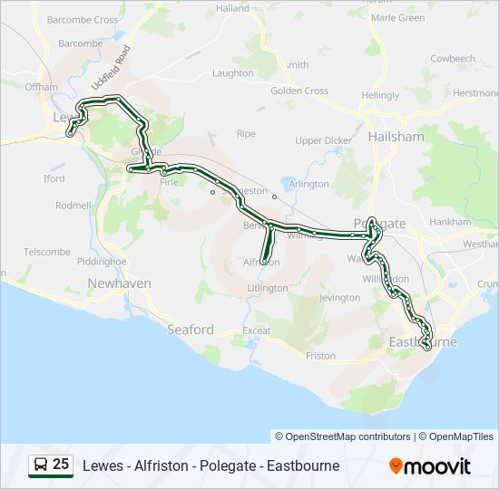 25 Route: Schedules, Stops & Maps - Lewes (Updated)