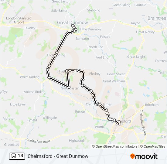 18 Route: Schedules, Stops & Maps - Great Dunmow (Updated)