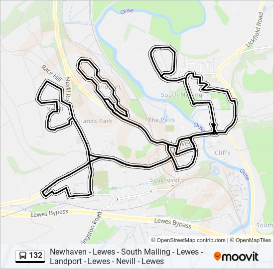 132 Route: Schedules, Stops & Maps - Lewes (Updated)