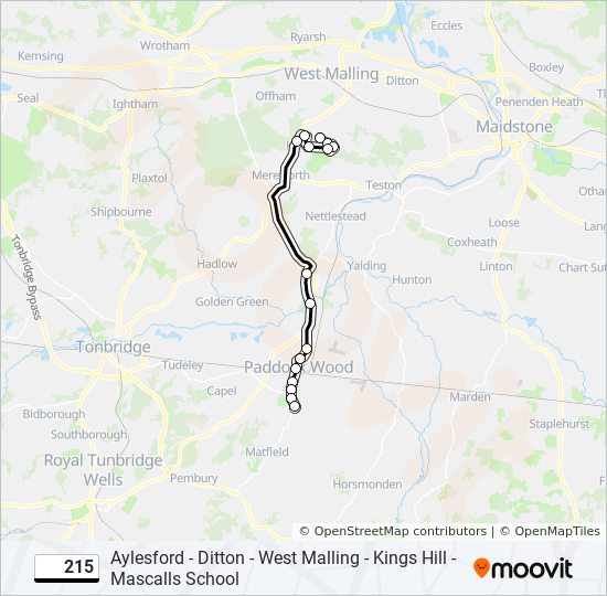 215 Route: Schedules, Stops & Maps - Kings Hill (Updated)