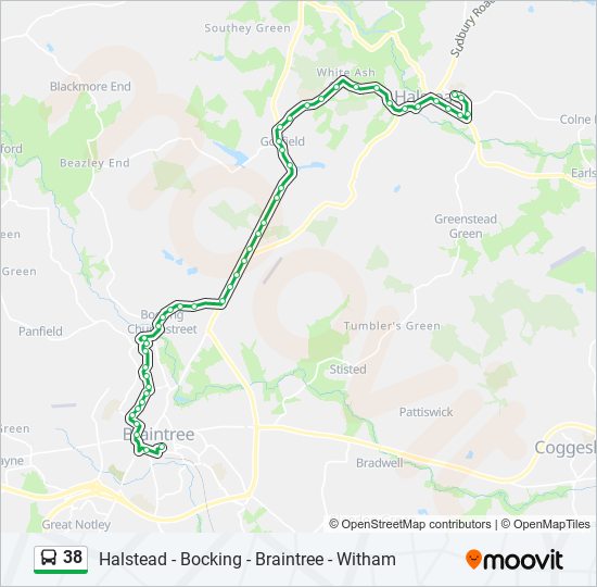 38 Route: Schedules, Stops & Maps - Braintree Town Centre (Updated)