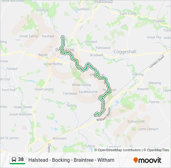 38 Route: Schedules, Stops & Maps - Bocking (Updated)