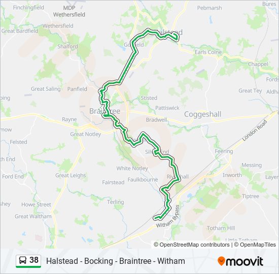 38 Route: Schedules, Stops & Maps - Witham (Updated)