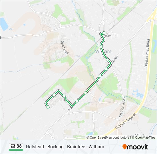 38 Route: Schedules, Stops & Maps - Witham (Updated)