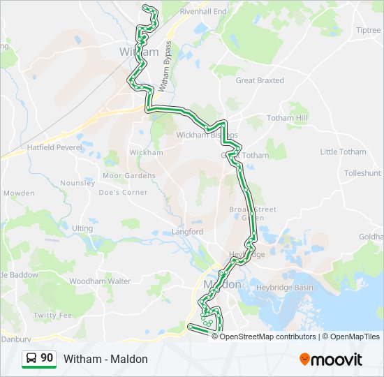 90 Route: Schedules, Stops & Maps - Maldon (Updated)