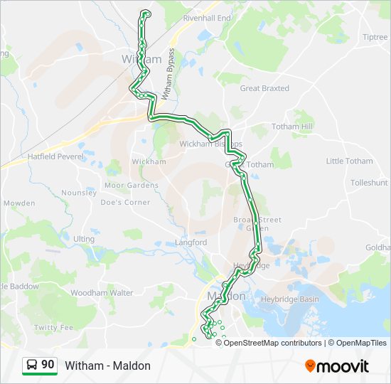 90 Route: Schedules, Stops & Maps - Witham (Updated)