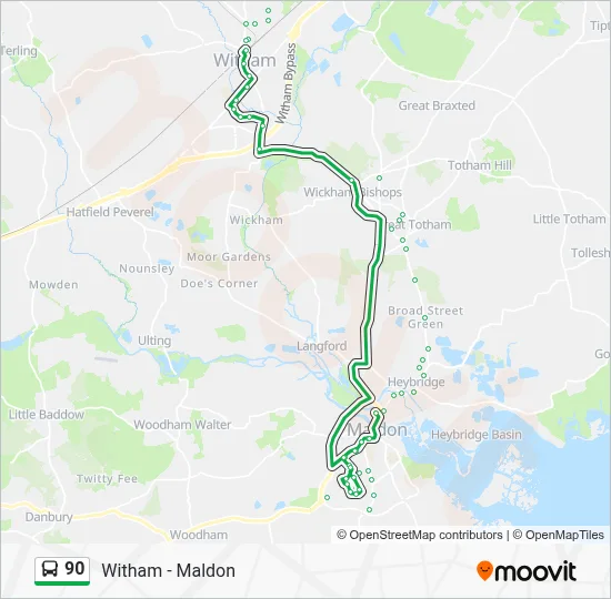 90 Route: Schedules, Stops & Maps - Maldon (Updated)